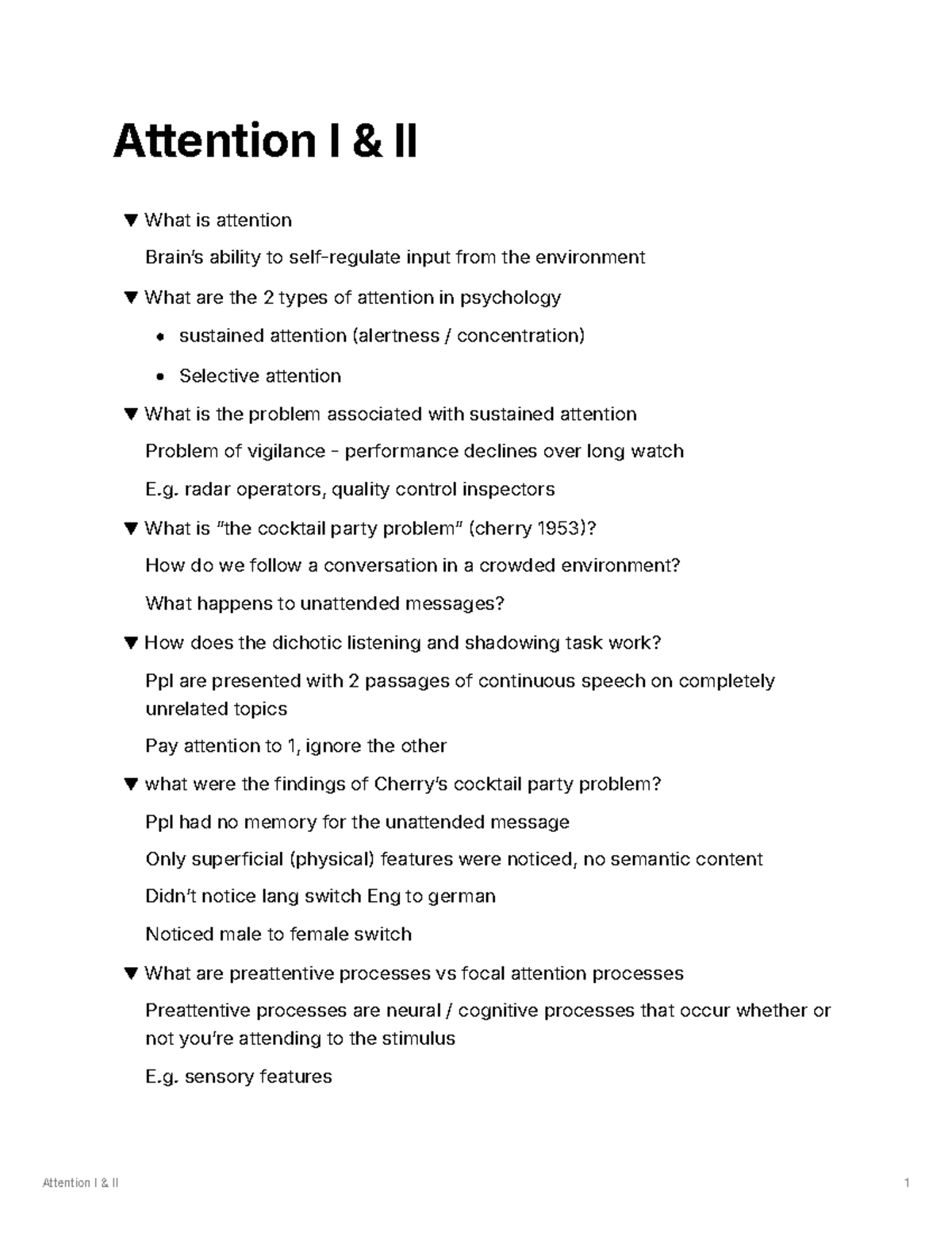 Attention lecture notes - Attention I & II 1 Attention I & II What is ...