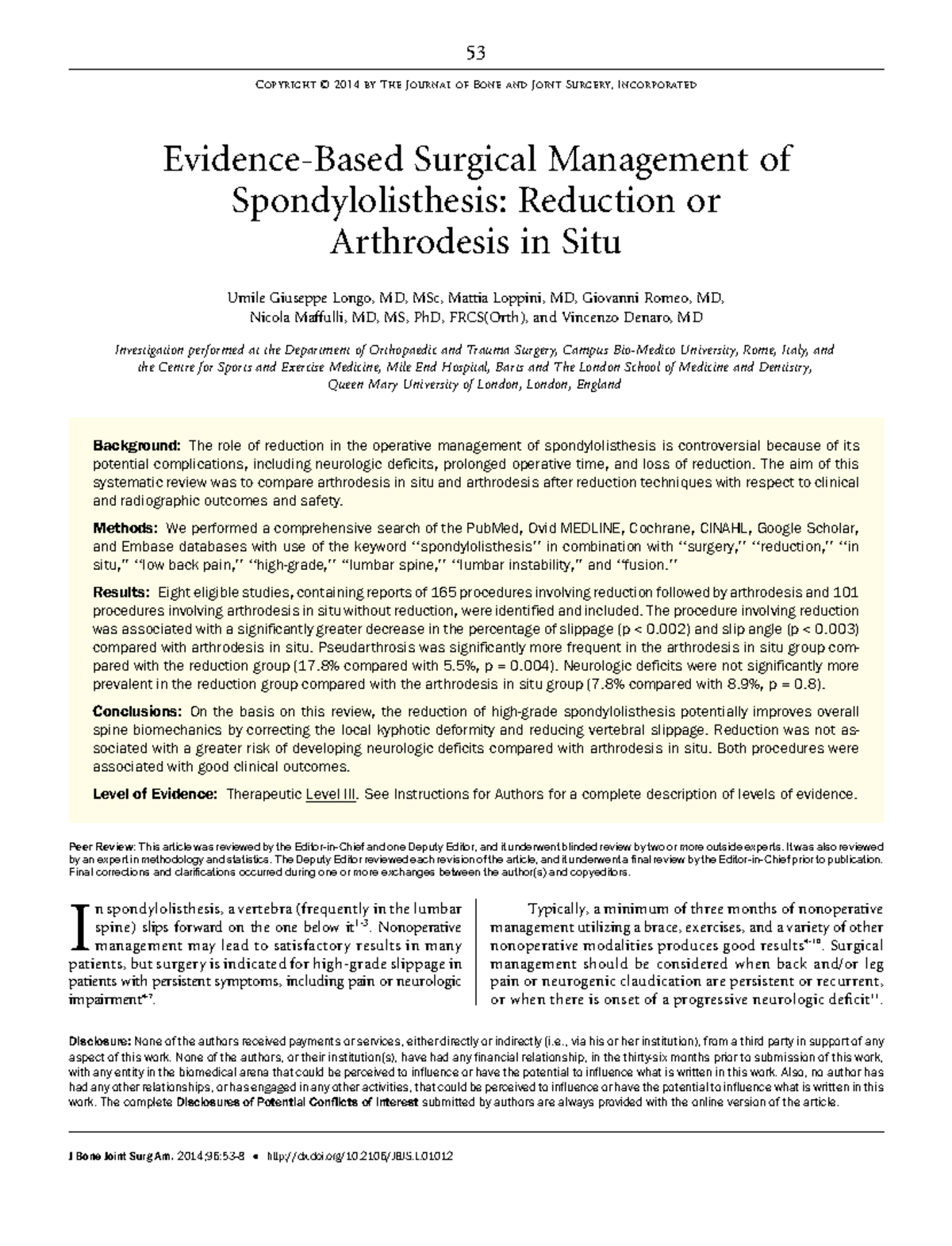 Longo 2014 - jsbdwjabjaabj - Evidence-Based Surgical Management of ...