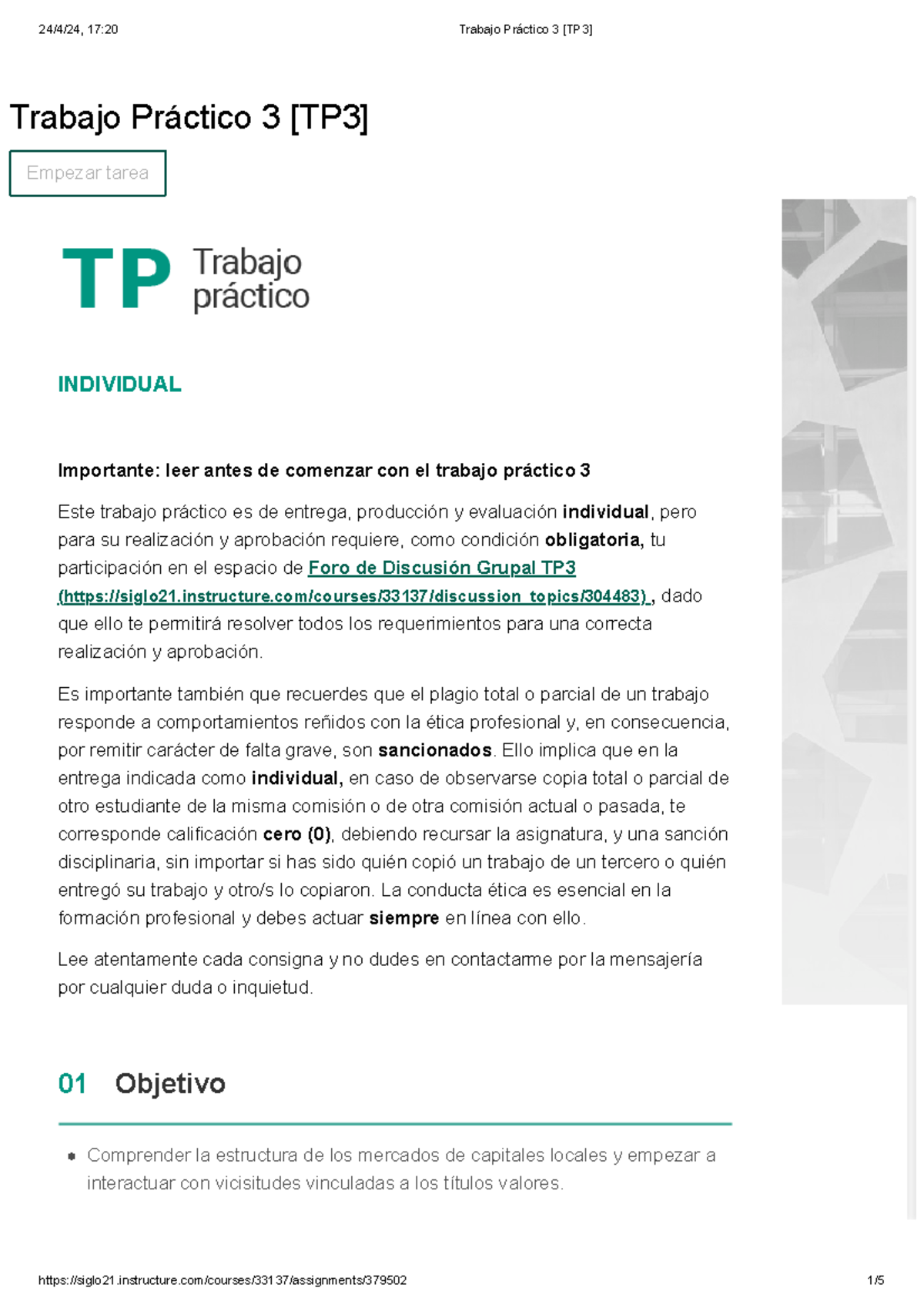 Trabajo Práctico 3, consignas bancario - Trabajo Práctico 3 [TP3] Empezar tarea INDIVIDUAL - Studocu