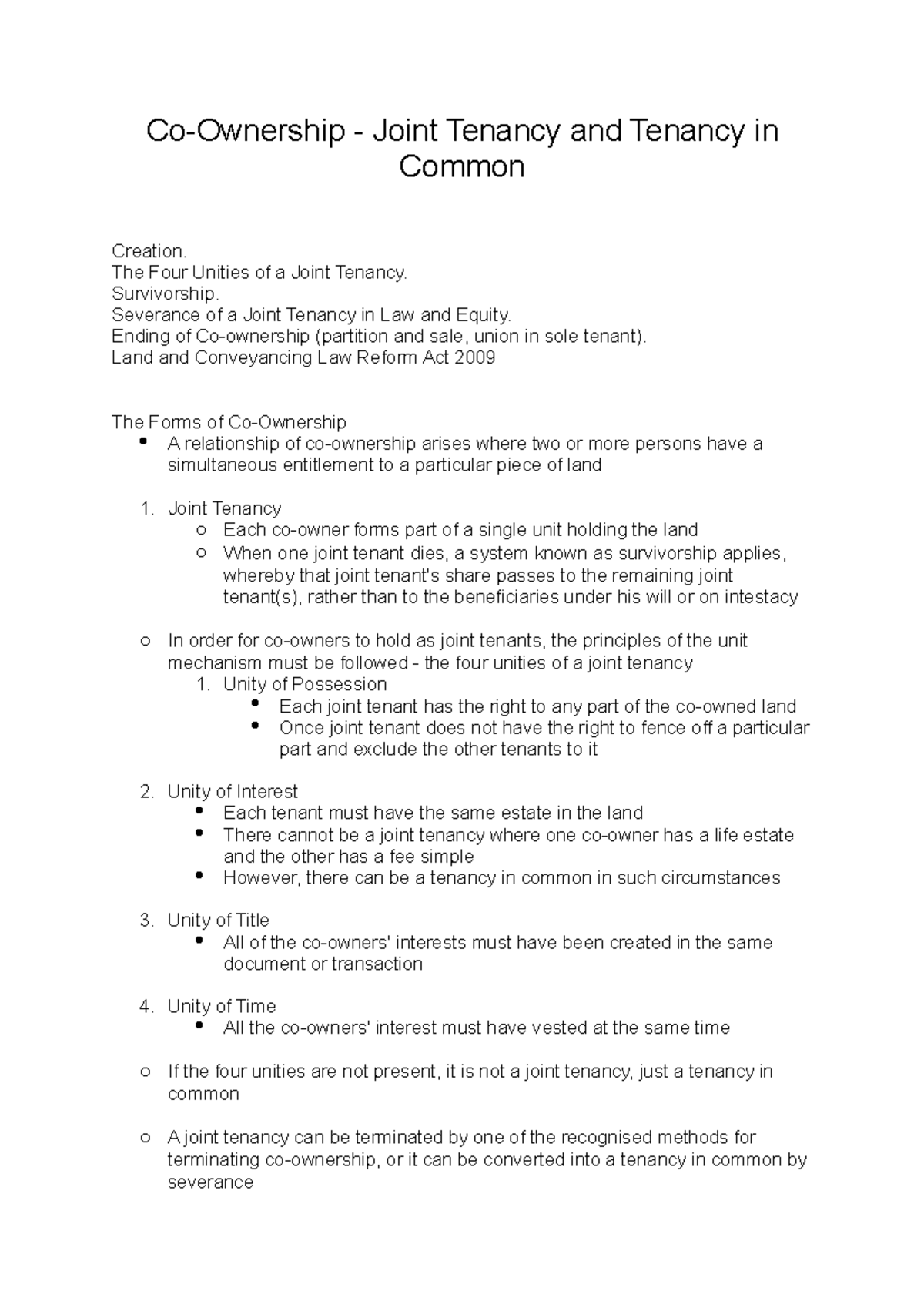 Co-Ownership - Joint Tenancy and Tenancy in Common - Co-Ownership ...