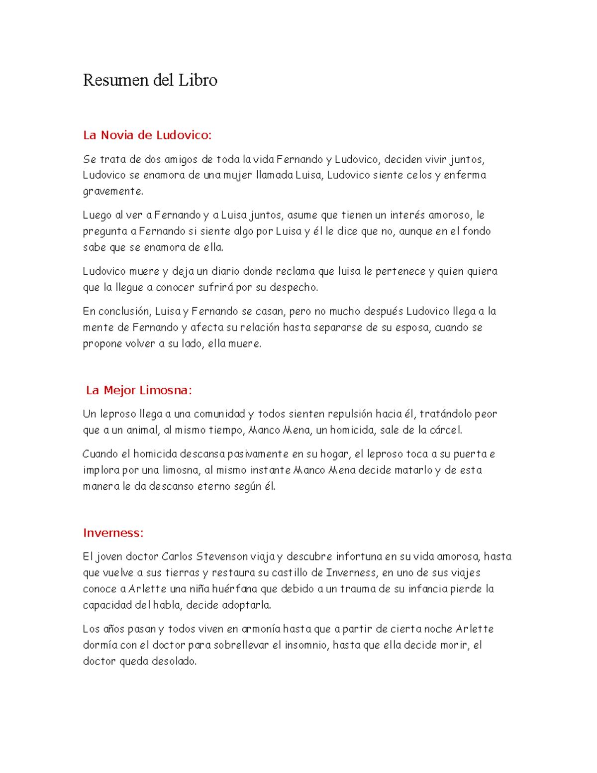 Resumen del Libro - Luego al ver a Fernando y a Luisa juntos, asume que ...