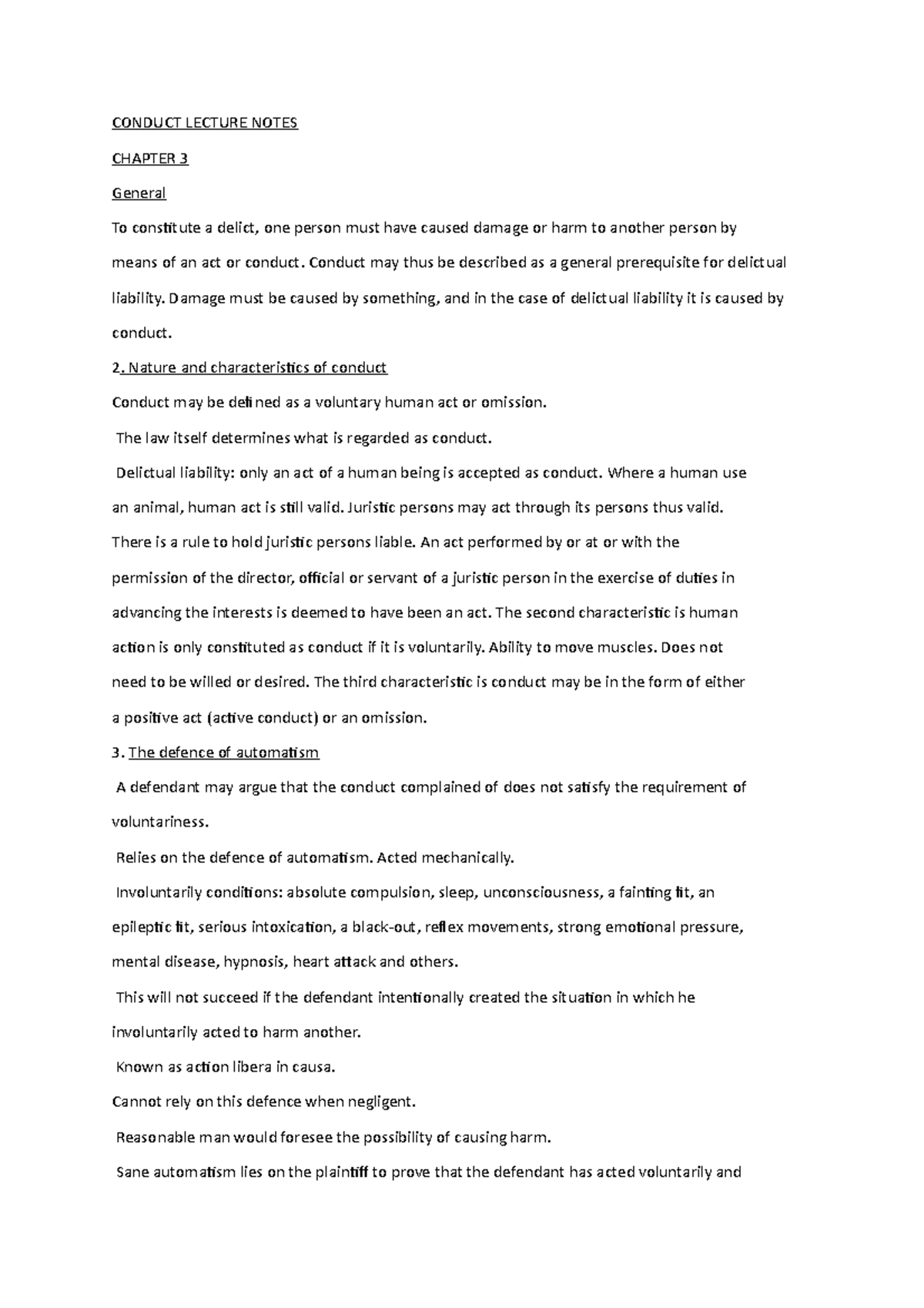 Conduct Lecture Notes - UJ - Studocu