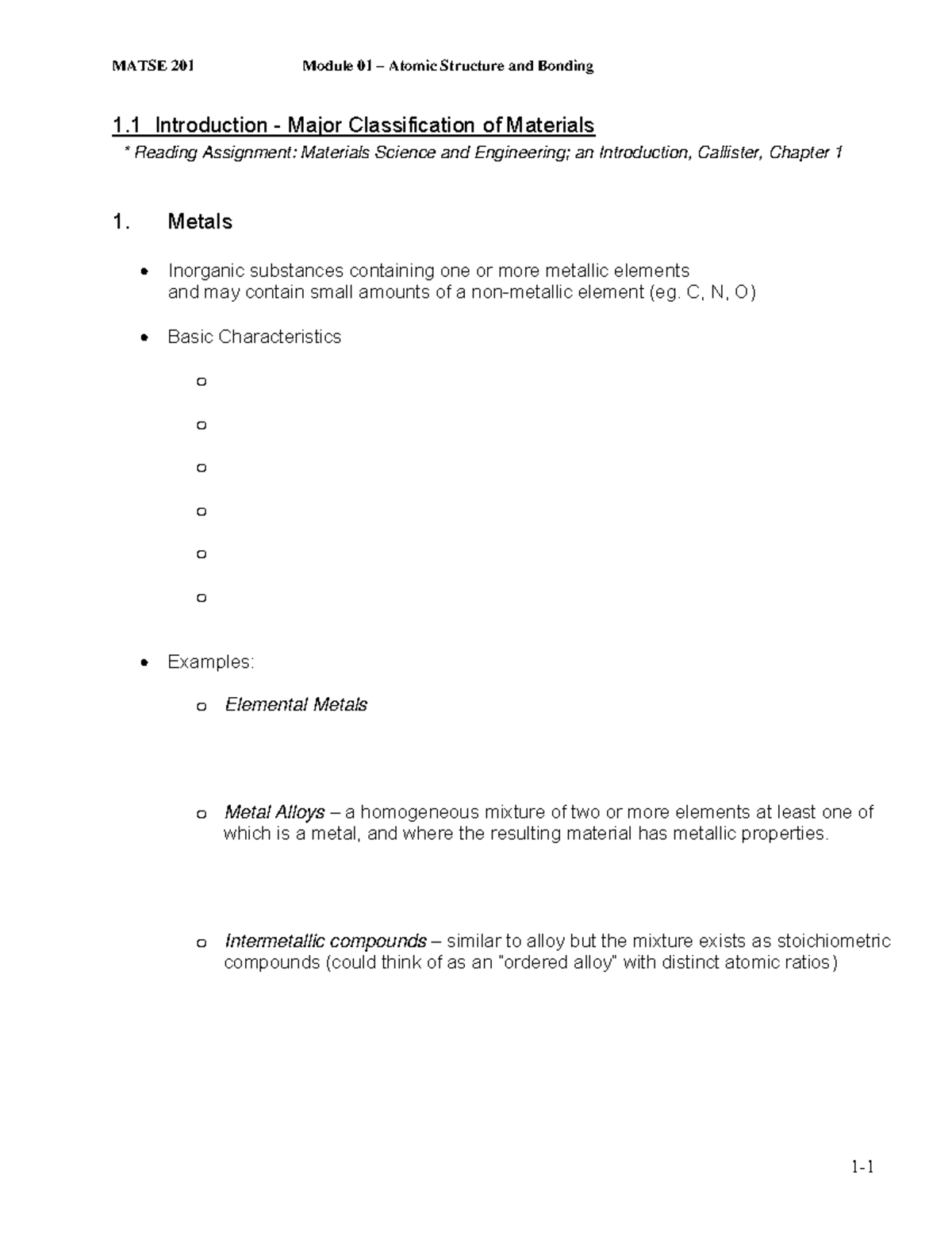 Lecture Module 01 - Atomic Structure and Bonding - 1 Introduction ...