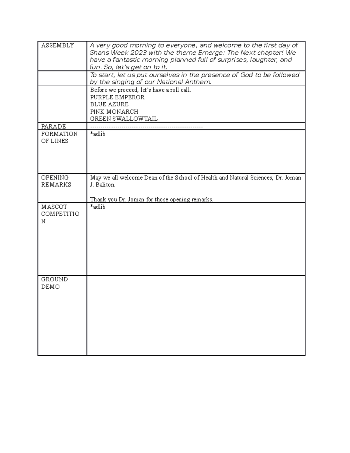 Assembly - hrhr - ASSEMBLY A very good morning to everyone, and welcome ...