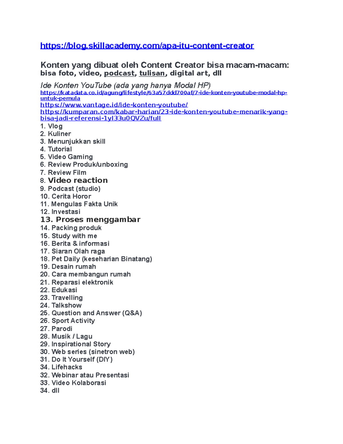 Konten Kreator - Urgen - blog.skillacademy/apa-itu-content-creator Konten yang dibuat oleh ...