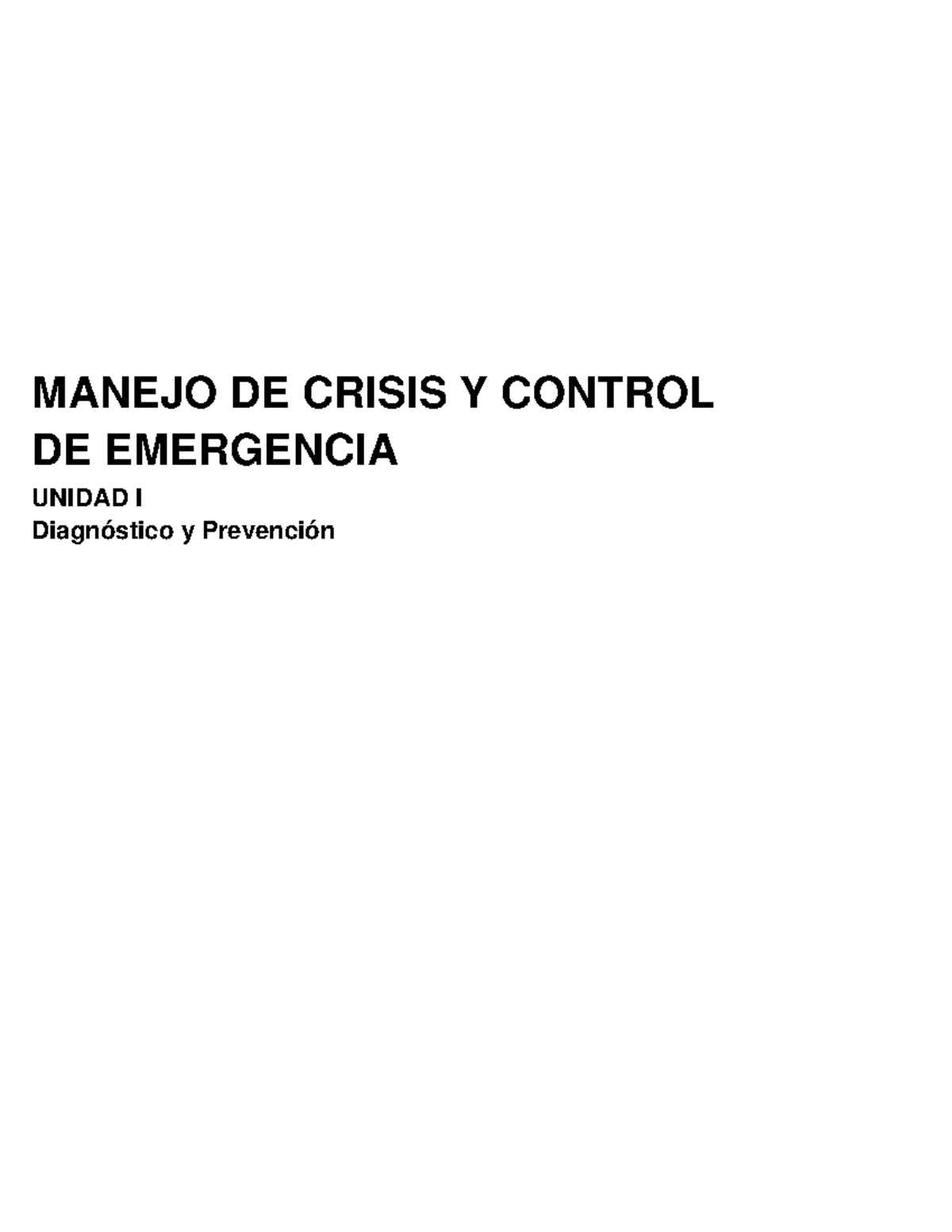 crisis psicologia - MANEJO DE CRISIS Y CONTROL DE EMERGENCIA UNIDAD I ...