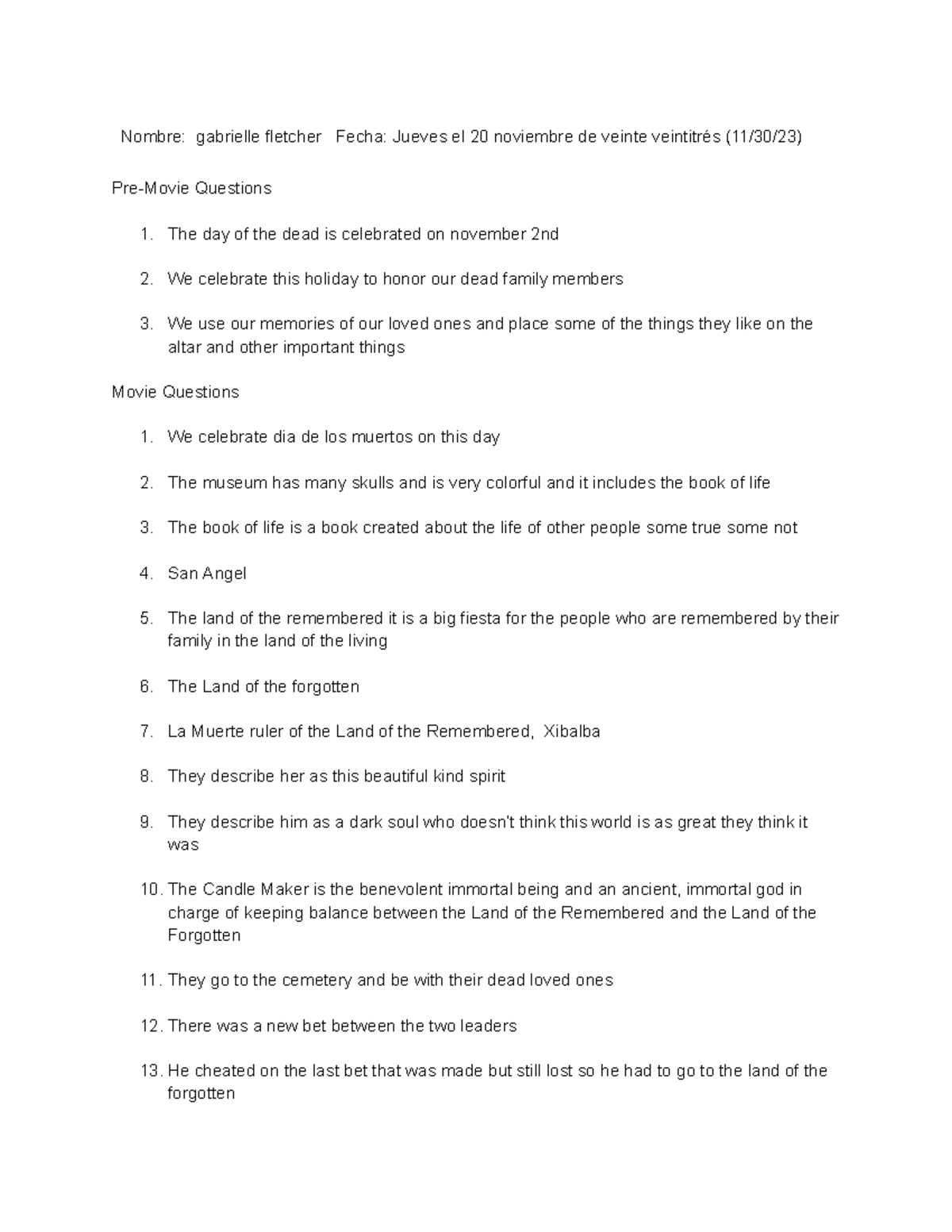 Dia de los Muertos The books of life - Nombre: gabrielle fletcher Fecha ...