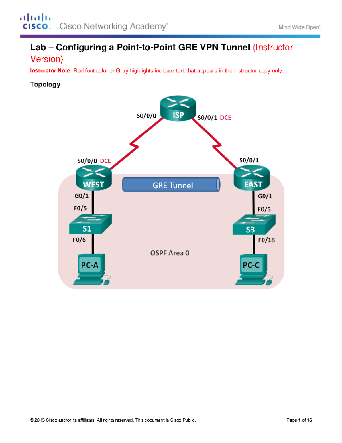 7.2.2.5 Lab - Configuring a Point-to-Point GRE VPN Tunnel - ILM - Lab – Configuring a Point-to ...