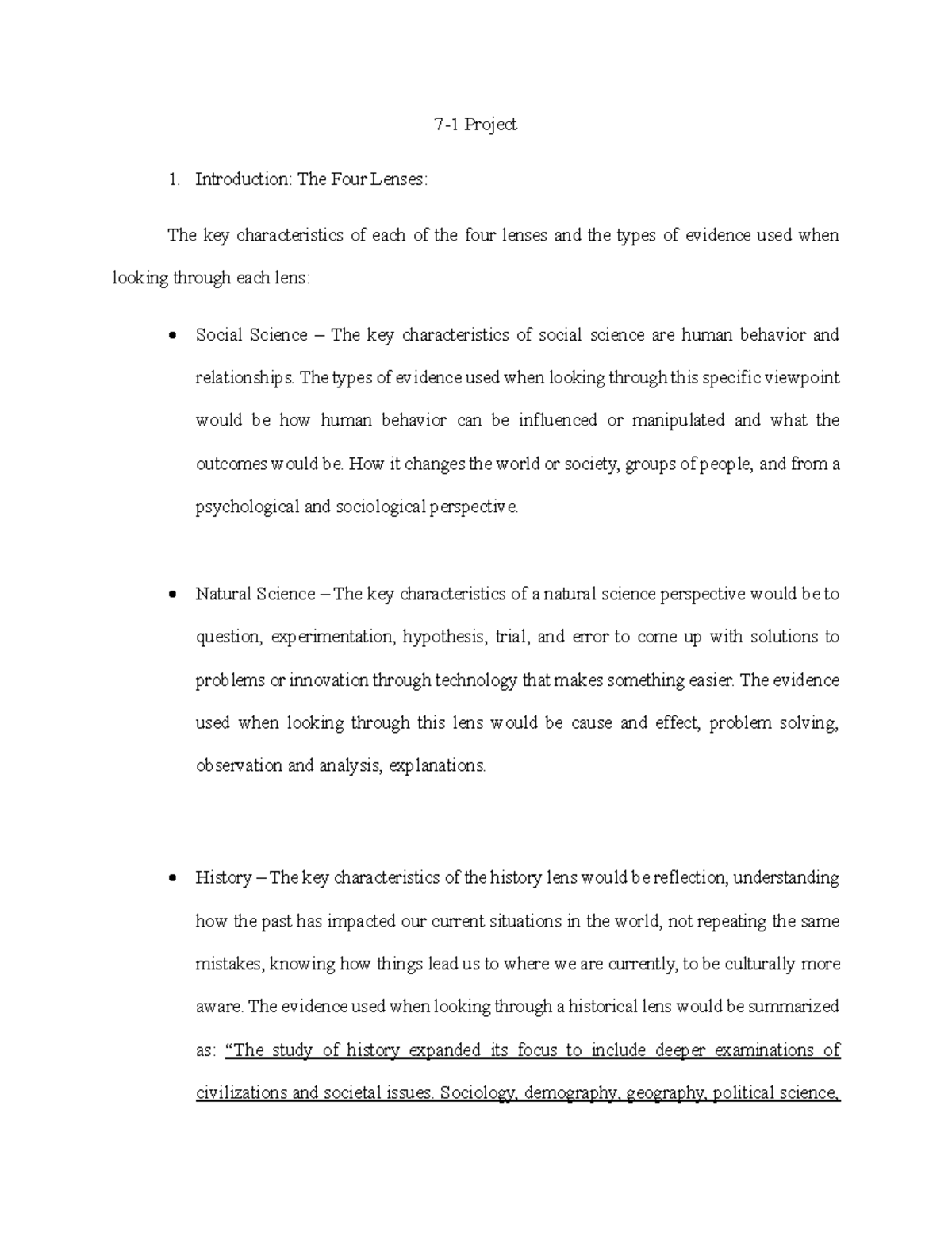 7-1 Project liberal arts - 7 - 1 Project Introduction: The Four Lenses ...