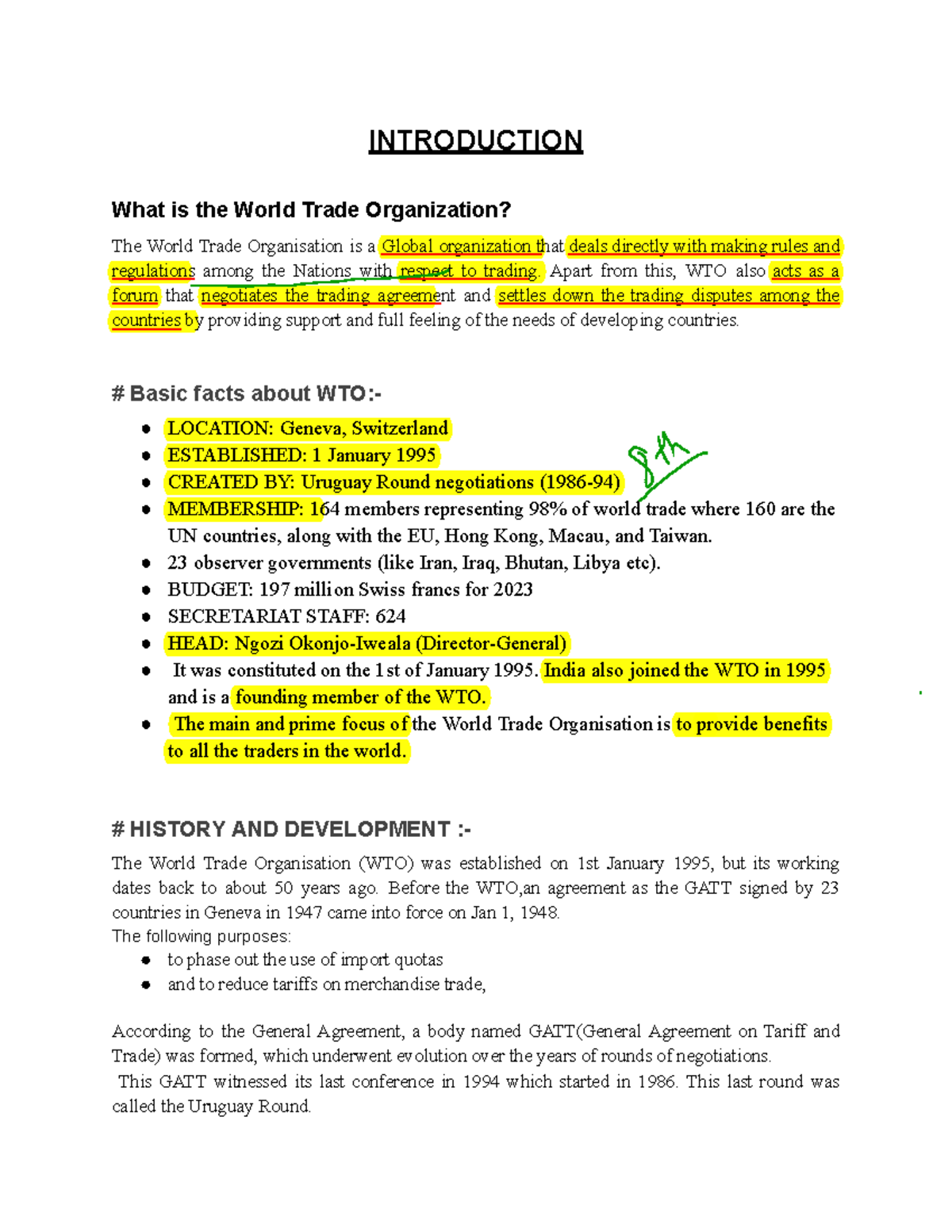 WTO - INTRODUCTION What is the World Trade Organization? The World ...