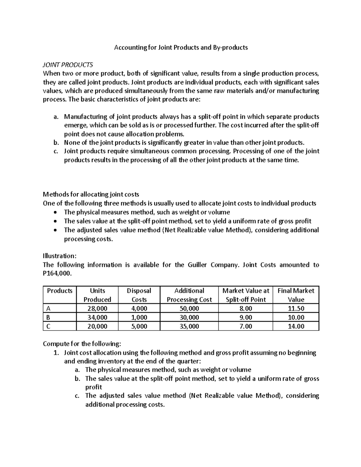Accounting for Joint Products and By - Accounting for Joint Products ...