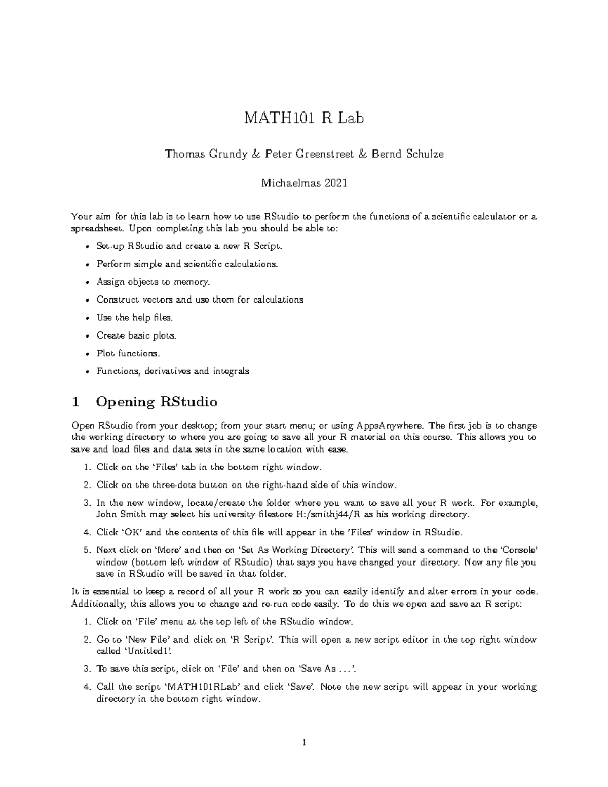 R Lab Notes 2021 - Lecture note about R-studio introducing ...