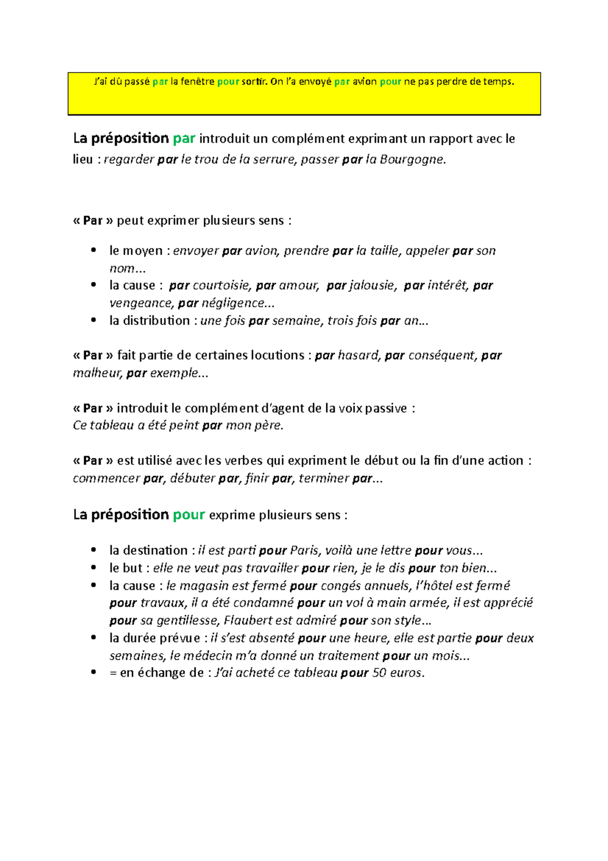 Les prépositions par et pour, explications - Historia literatury ...