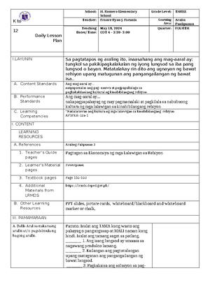COT, 4TH Quarter Music - LESSON PLANS - I. OBJECTIVE At the end of the ...