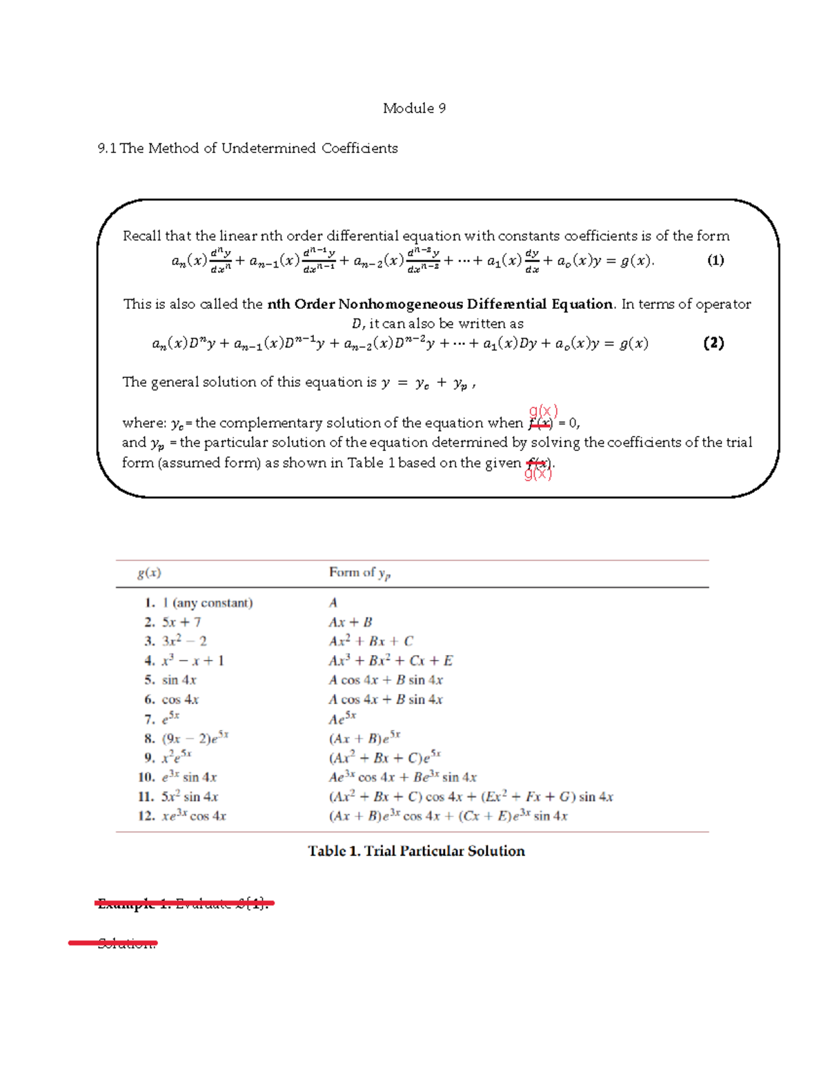 Module 9 - Differential Equations - Module 9 9 The Method of ...