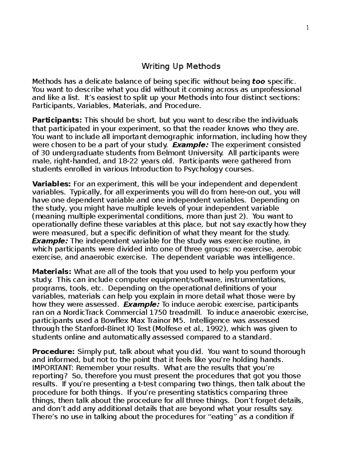 Writing Up Methods - Lecture notes All - Writing Up Methods Methods has ...