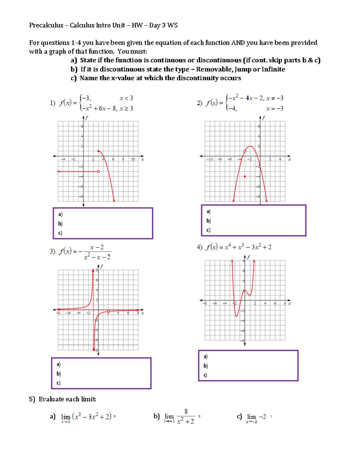 WS+-+Limits+Day+3 - Coursework - Precalculus – Calculus Intro Unit – HW ...