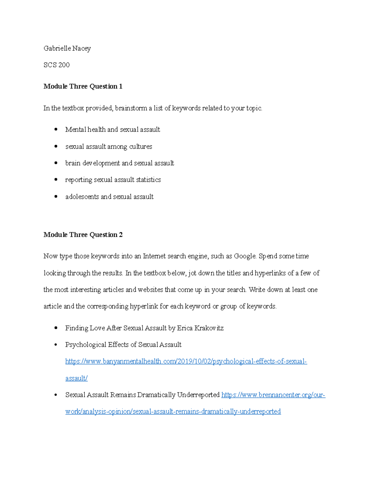 3.1 SCS 200 - Module 3 Assignment - Gabrielle Nacey SCS 200 Module Three Question 1 In the ...