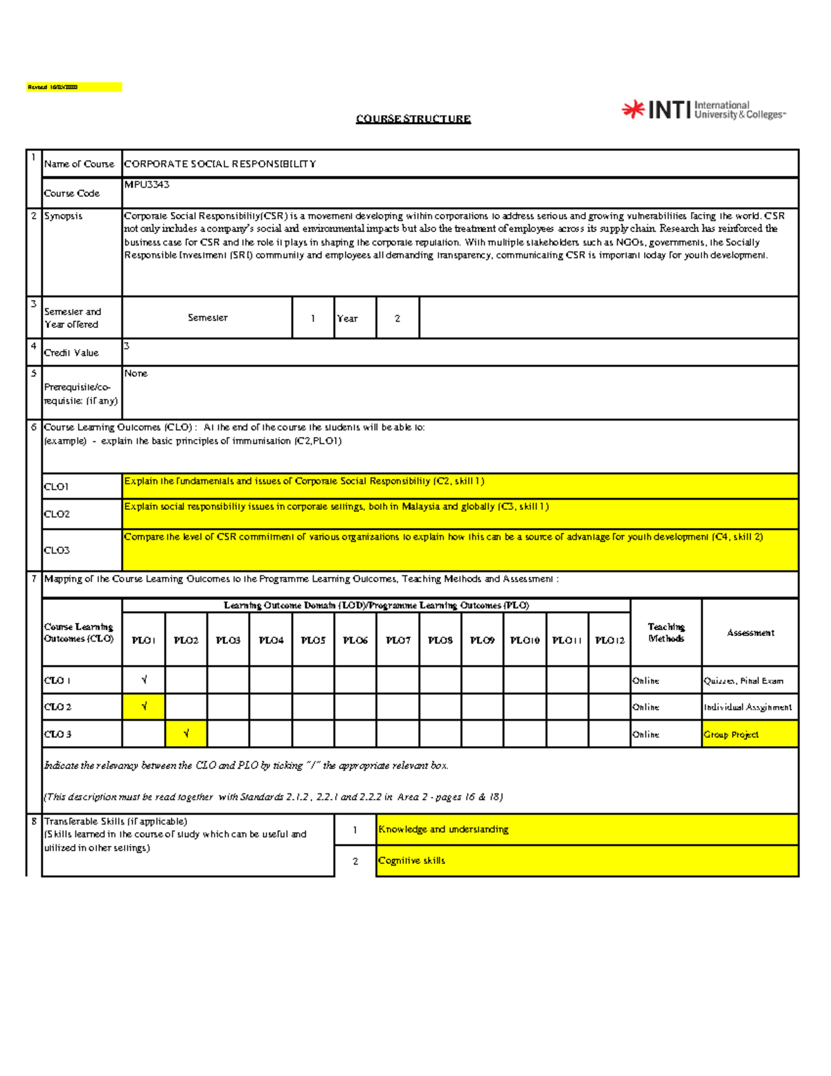 MP3343 - assingment 3 - Revised: 16/05/ Name of Course Course Code 3 ...