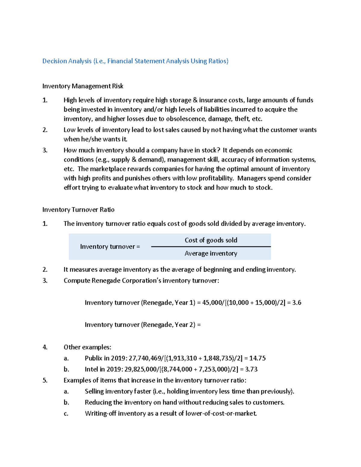Chapter 5 page 12 - Decision Analysis (i., Financial Statement Analysis ...