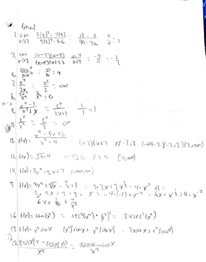 Math 261 pt3 - study guides 1 and 2 for calc 1 exam1 and exam2 - Math ...