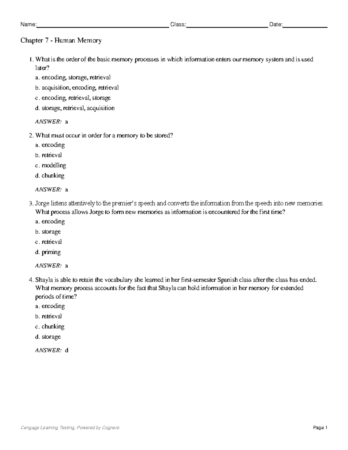 Chapter 7 Human Memory - helpful - psyc 2220 - Yorku - Studocu