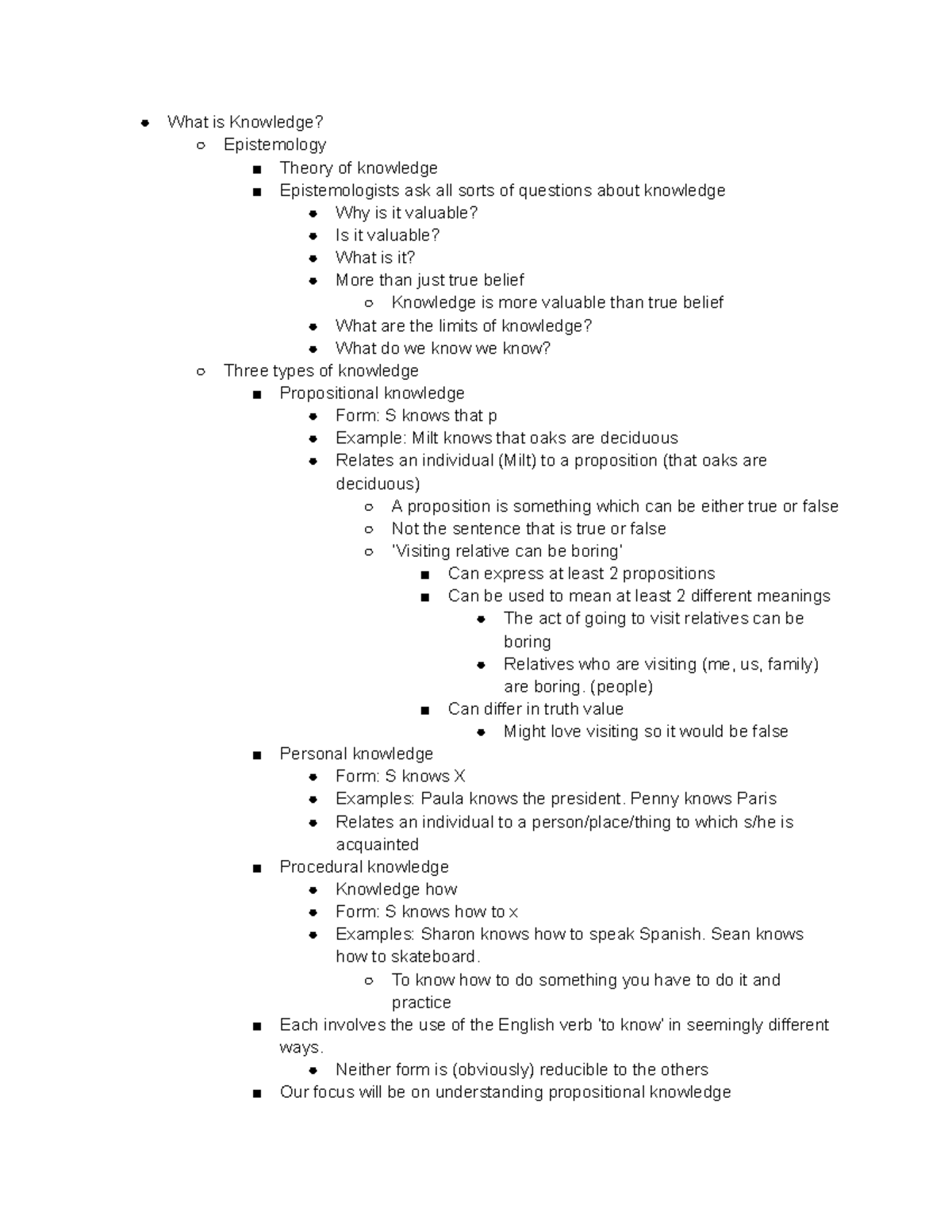 9 16 Lecture Notes - Devin Frank - What is Knowledge? Epistemology ...