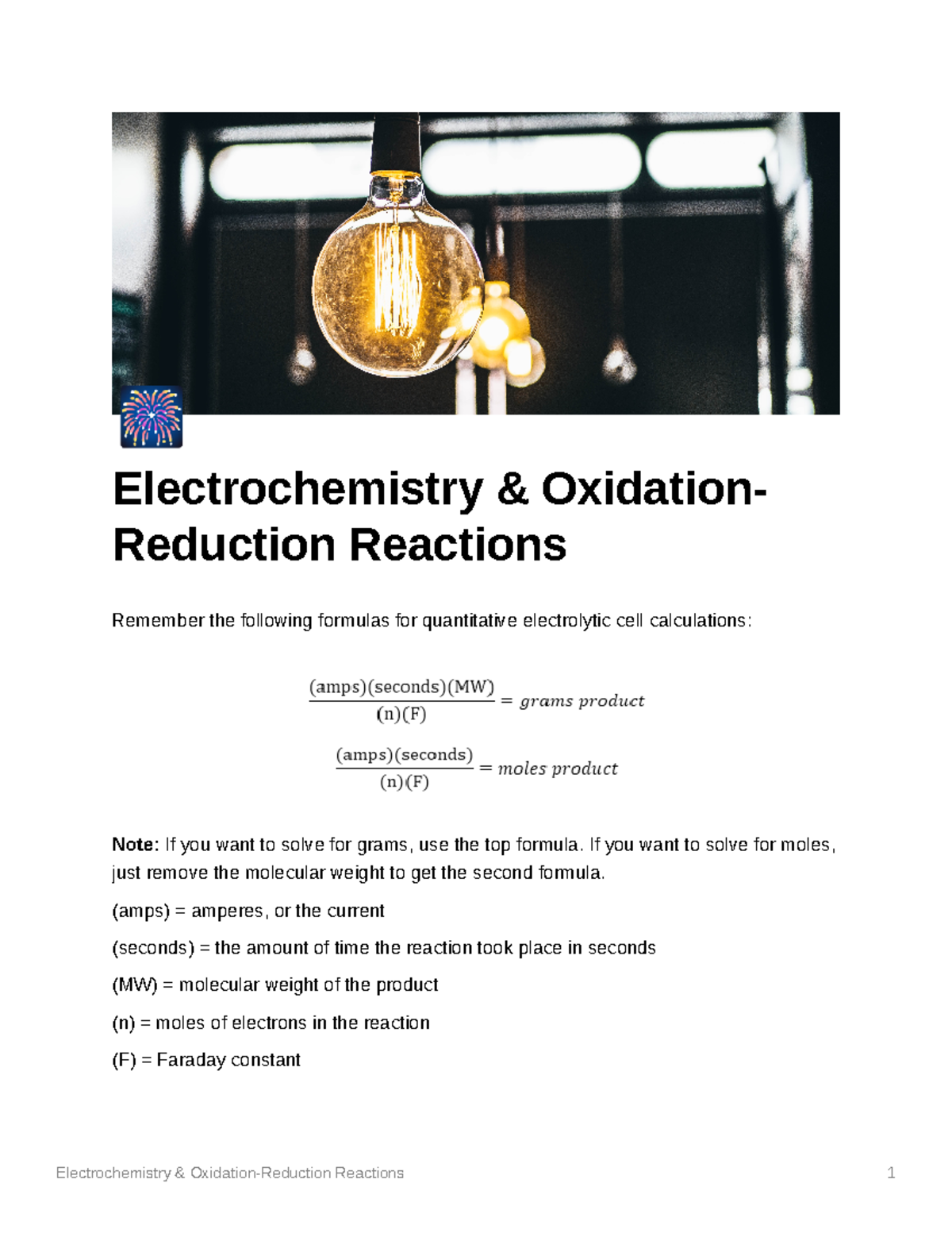 Electrochemistry Oxidation-Reduction Reactions - { Electrochemistry ...