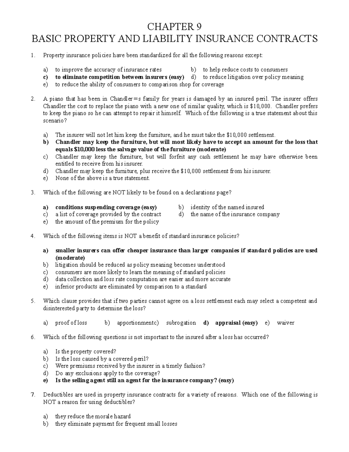 Chapter 9 - BASIC CONTRACTS 1. c) d) e) b) c) d) e) identity of the ...