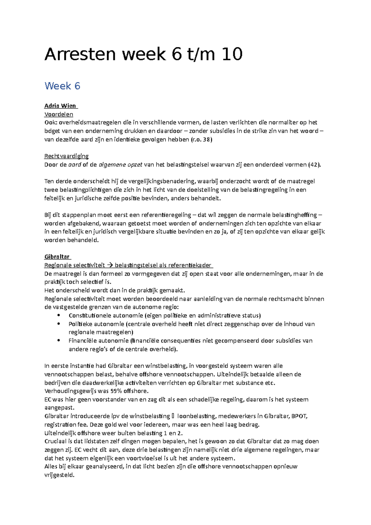 Arresten week 6 tm 10 - Arresten week 6 t/m 10 Week 6 Adria Wien ...