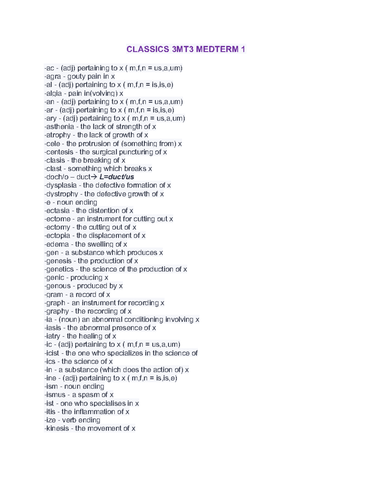 Midterm 1 words - Lecture notes 1-28 - CLASSICS 3MT3 MEDTERM 1 -ac ...