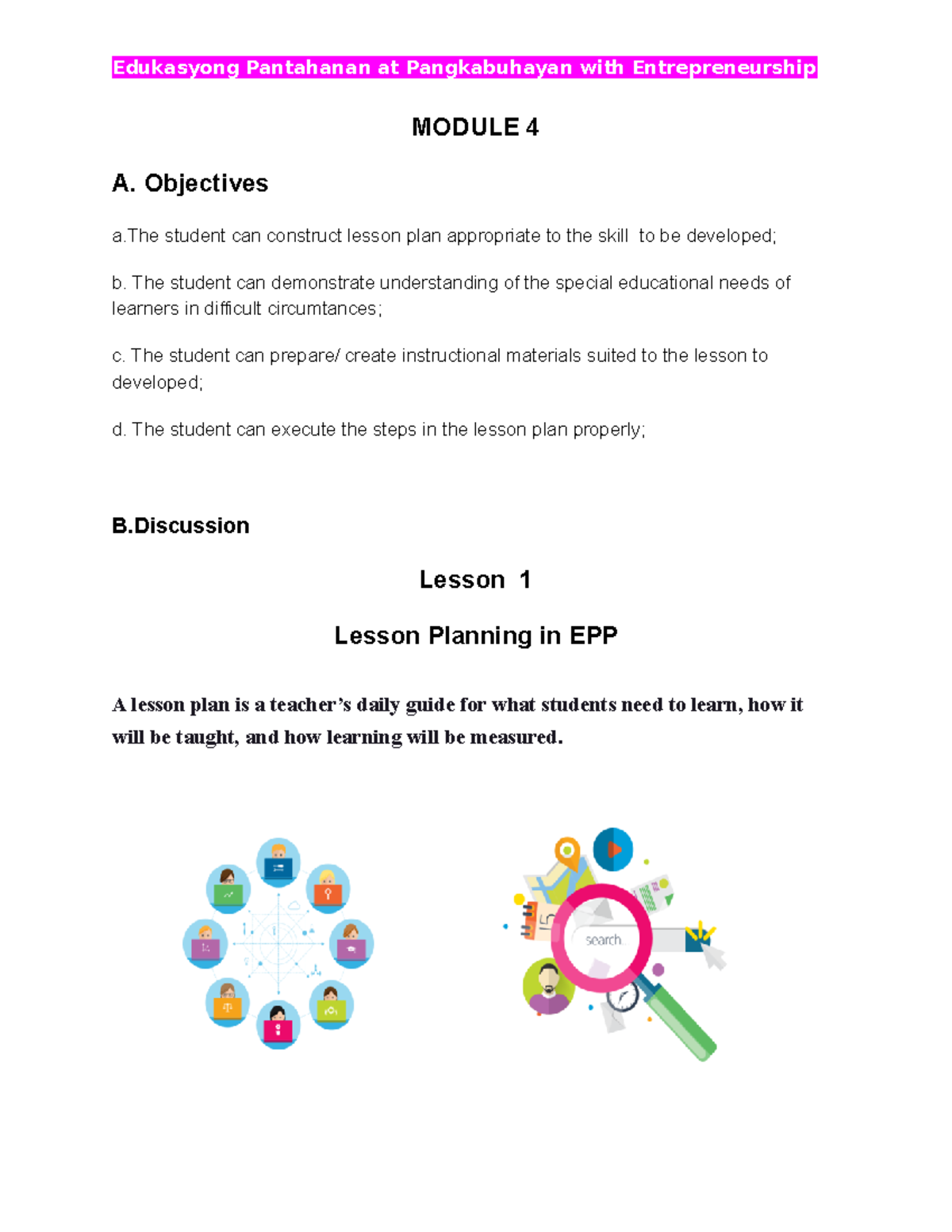 TLE2- Module-4 - Lecture - MODULE 4 A. Objectives a student can ...