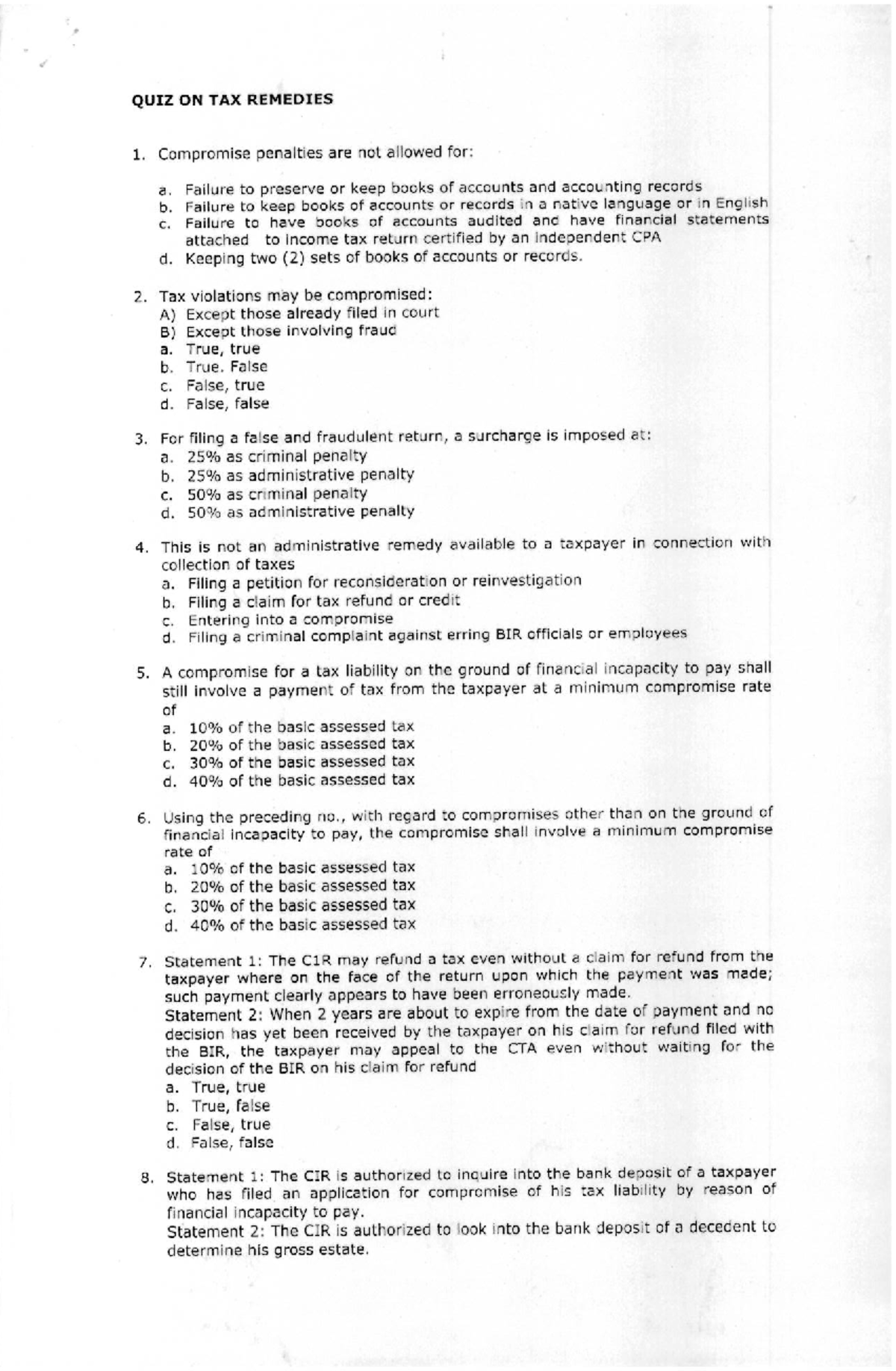 Tax Remedies Practice Taxation Law Studocu