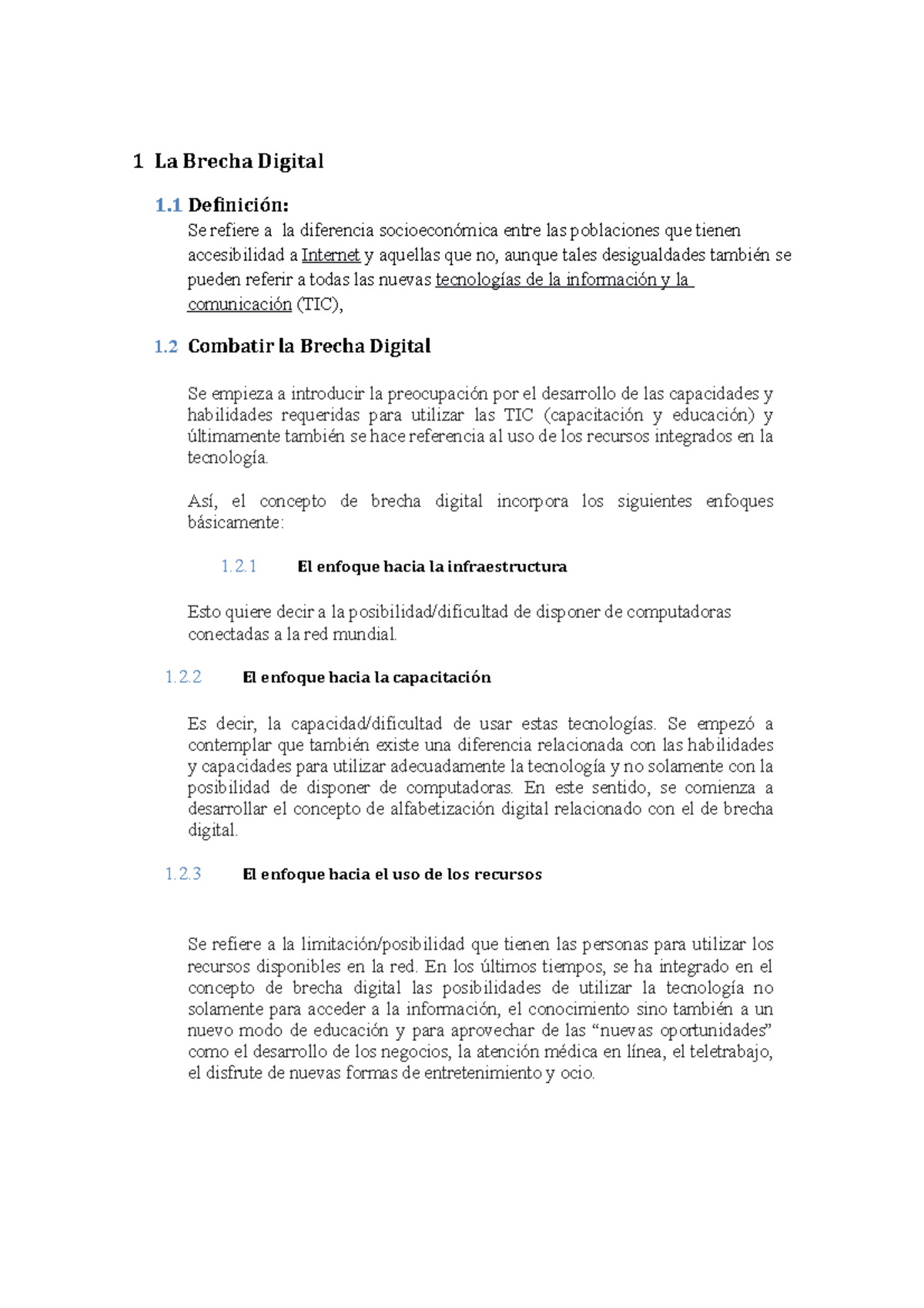 La-brecha-digital - La brecha academica - 1 La Brecha Digital 1 Definición: Se refiere a la ...
