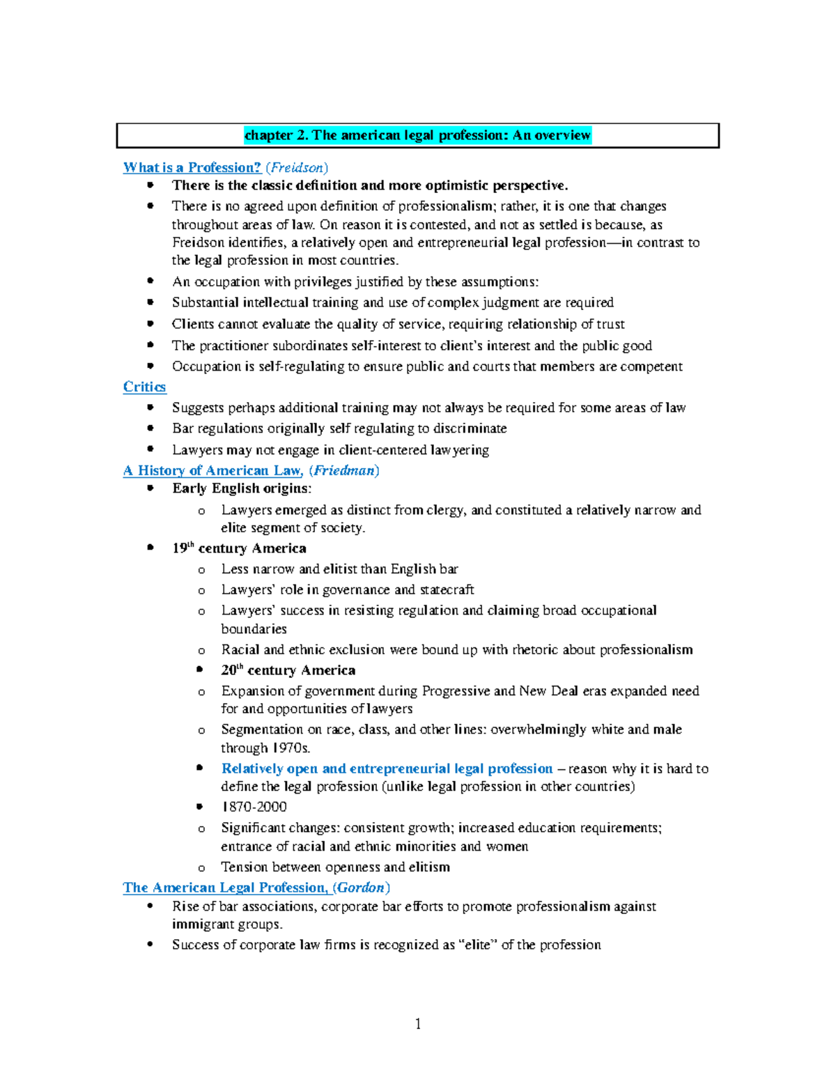 Legal Professions Outline & Notes - chapter 2. The american legal ...