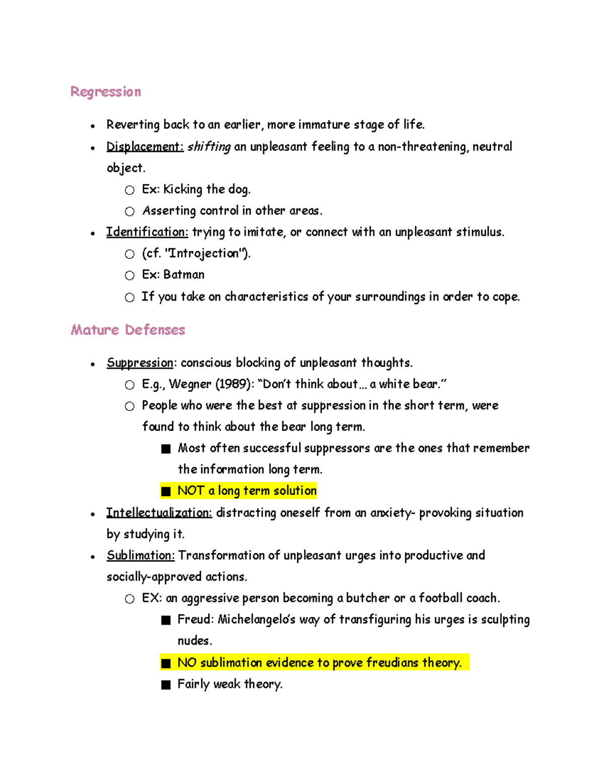 Regression - Lecture notes on longitudinal defense mechanism studies ...