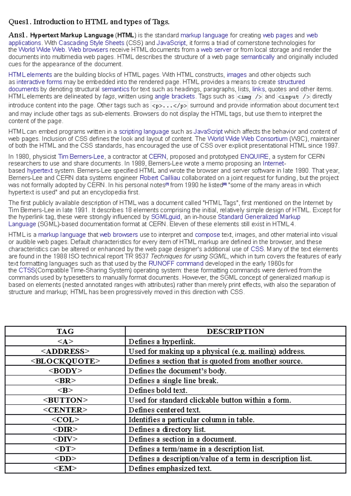 E-Commerce Project - Ques1. Introduction to HTML and types of Tags ...