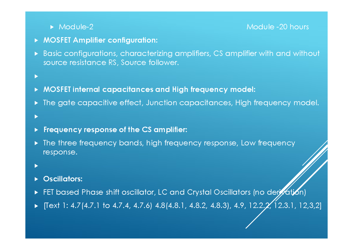 Module 2 - Analog Electronics Circuits - Module-2 Module -20 hours ...