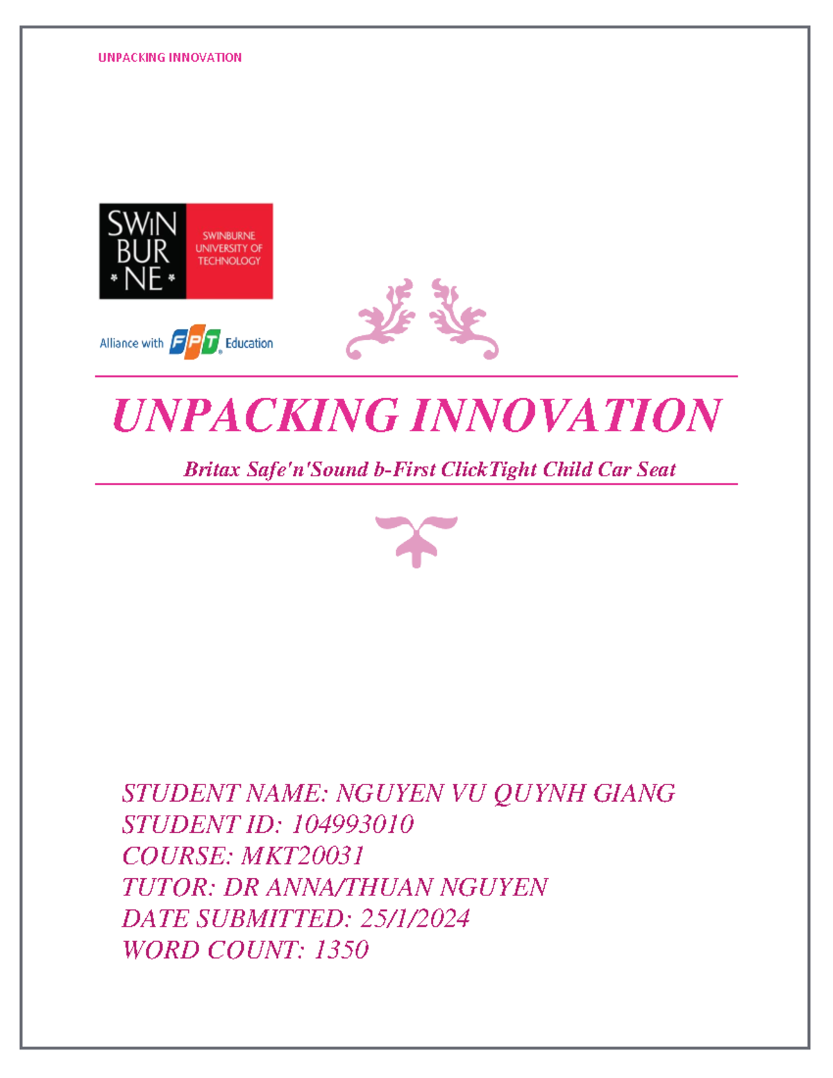 104993010-Nguyen Vu Quynh Giang-MKT2003 1-Unpacking Innovation ...