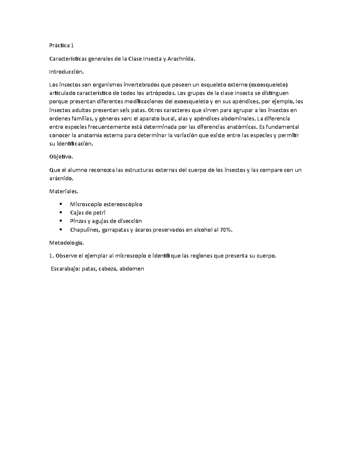 Ento Pract - fhfj - Práctica 1 Características generales de la Clase ...