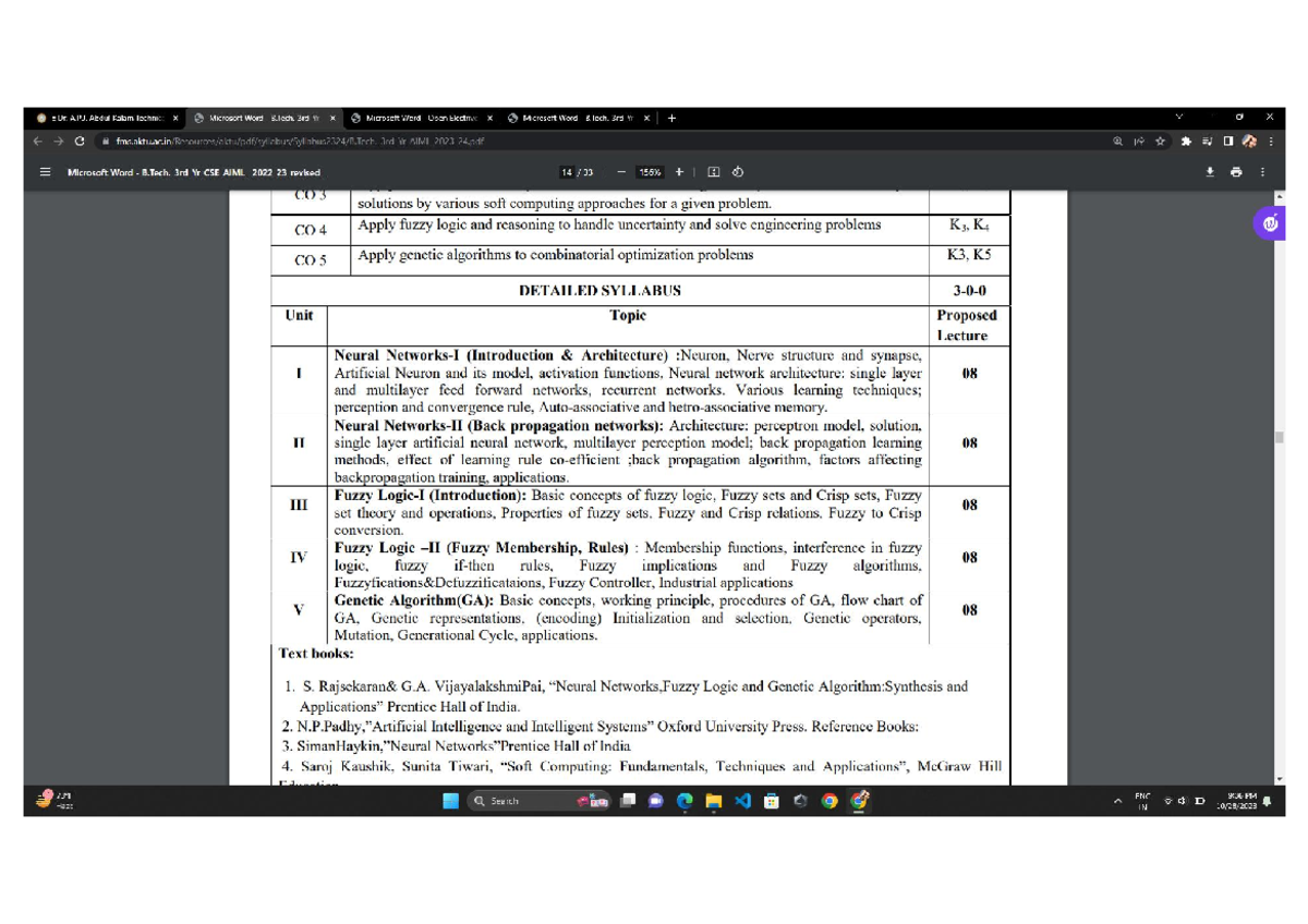 ASC unit 1 and 2 imp - Application Of Soft Computing - Studocu