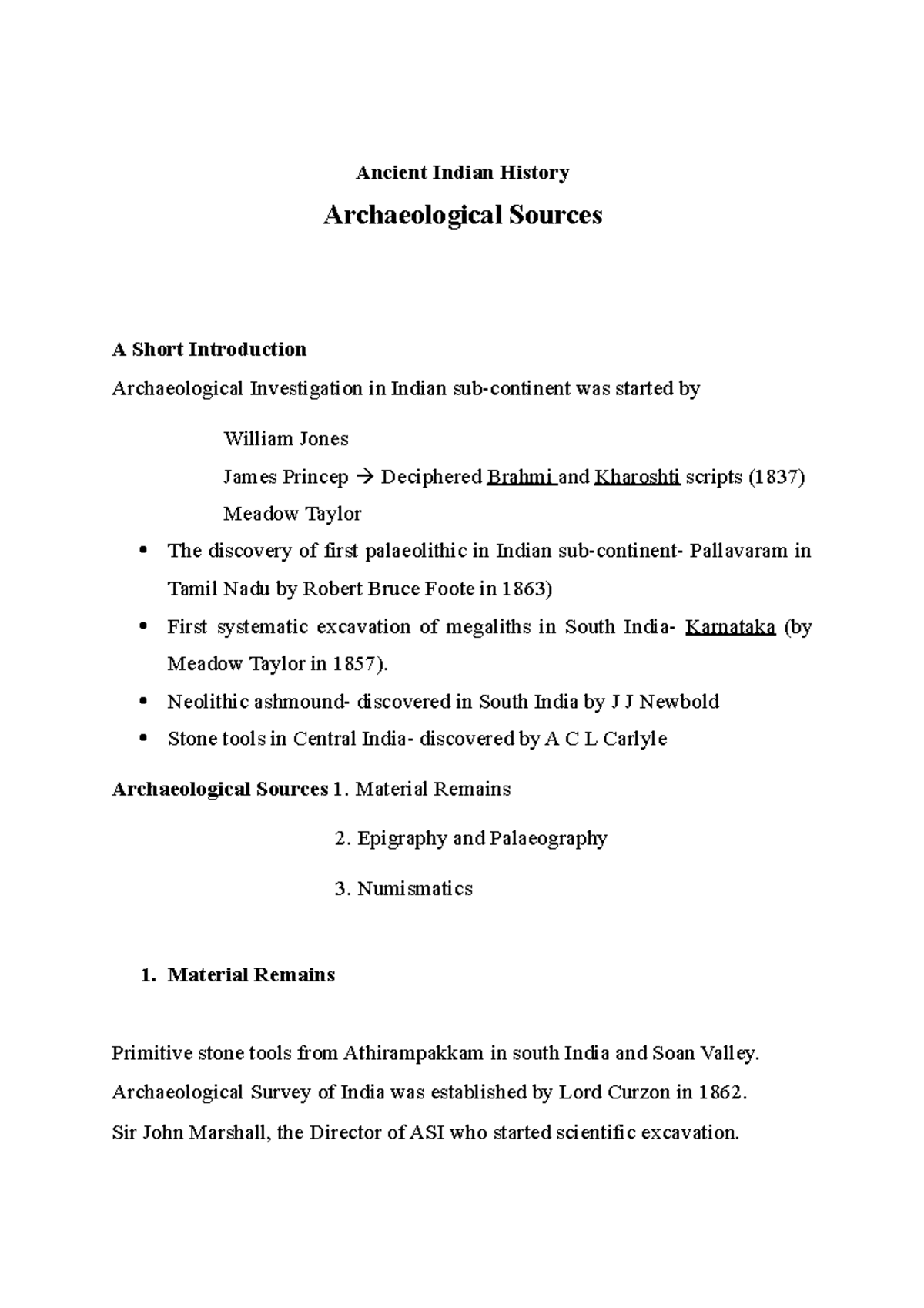 Ancient Indian History - Ancient Indian History Archaeological Sources ...