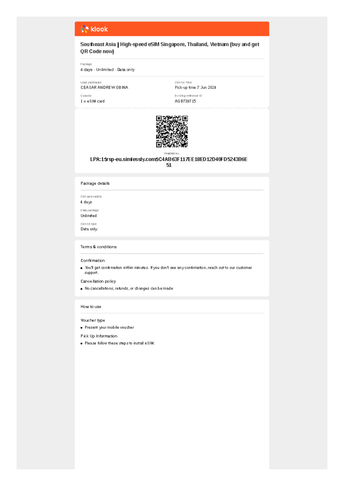 Klook voucher - Not Important - Southeast Asia｜High-speed eSIM ...