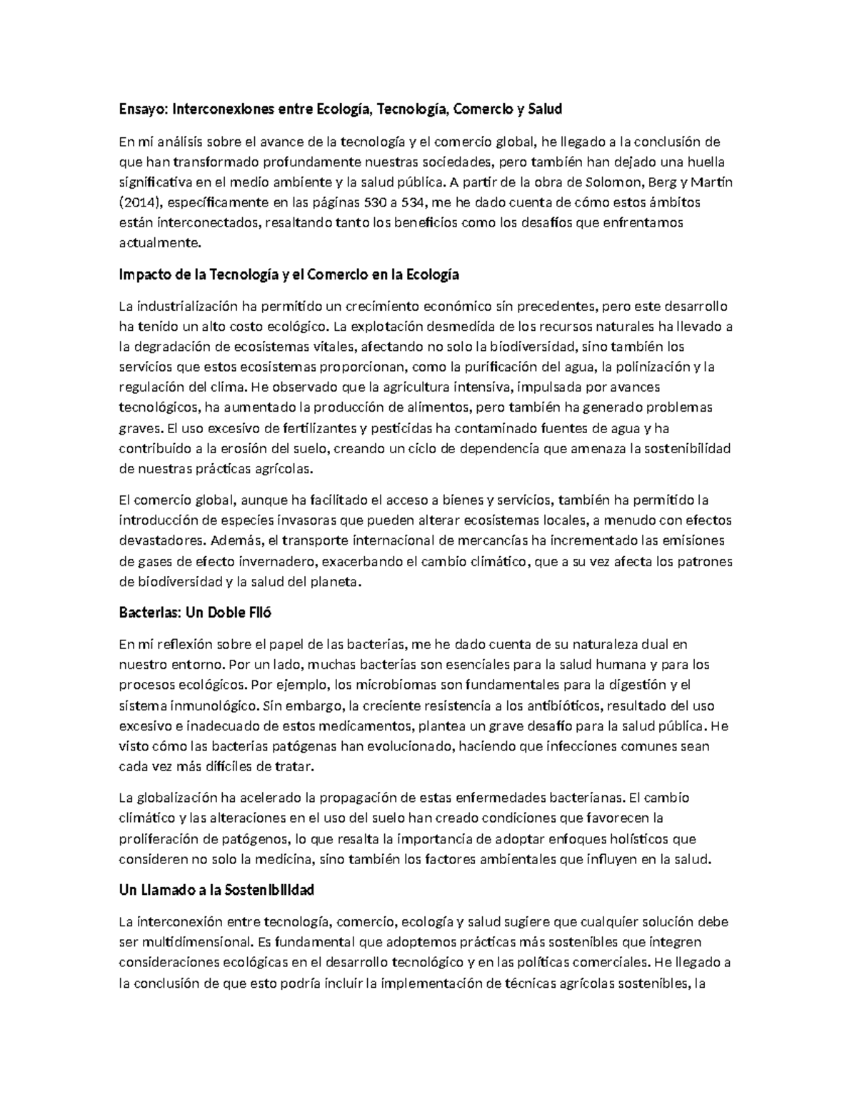 Ensayo Interconexiones - A partir de la obra de Solomon, Berg y Martin ...