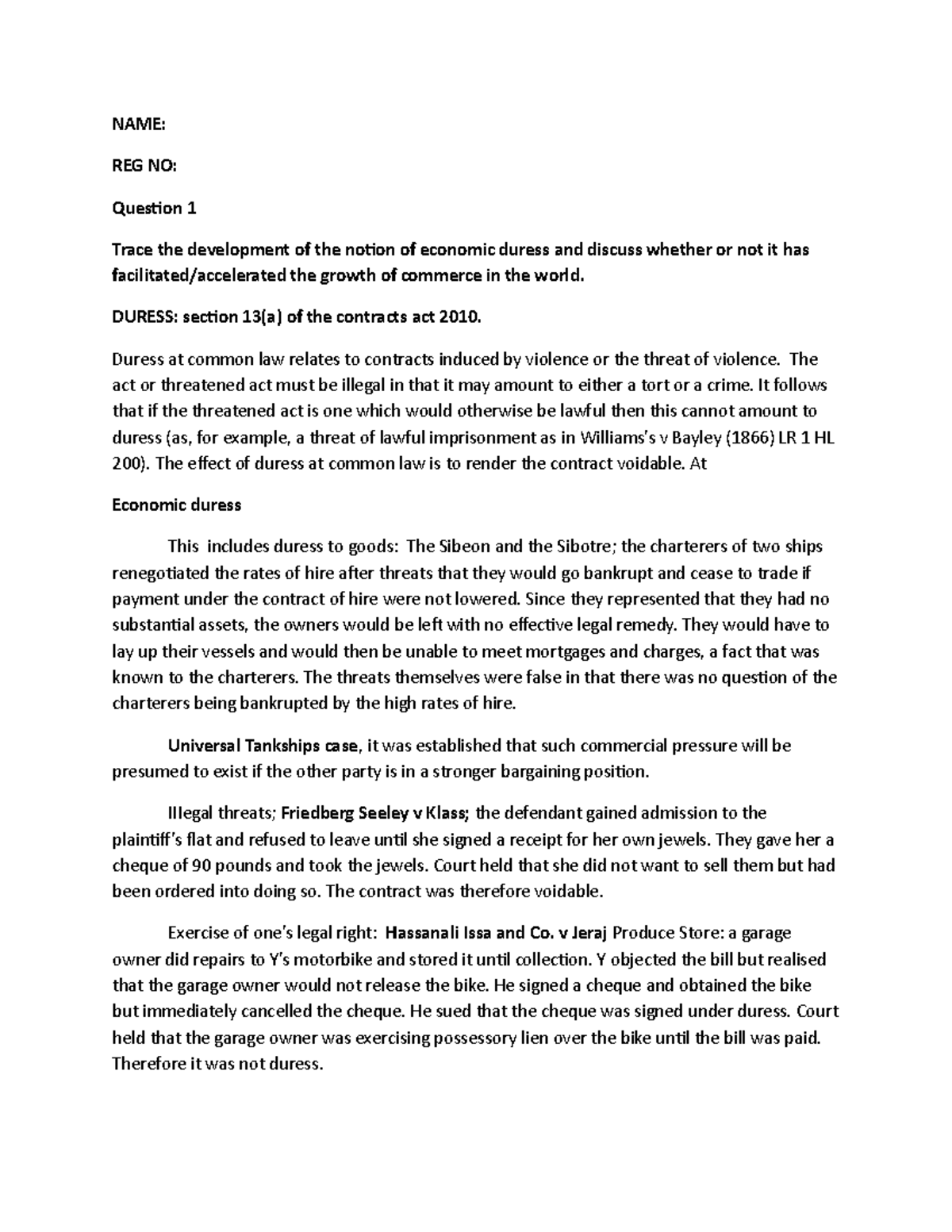 Dures - Good - NAME: REG NO: Question 1 Trace the development of the ...