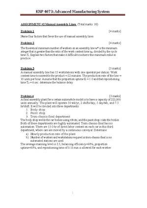 69352 Tutorial 1 Robotics - Advanced Manufacturing System / Sistem Pembuatan Lanjutan - Studocu