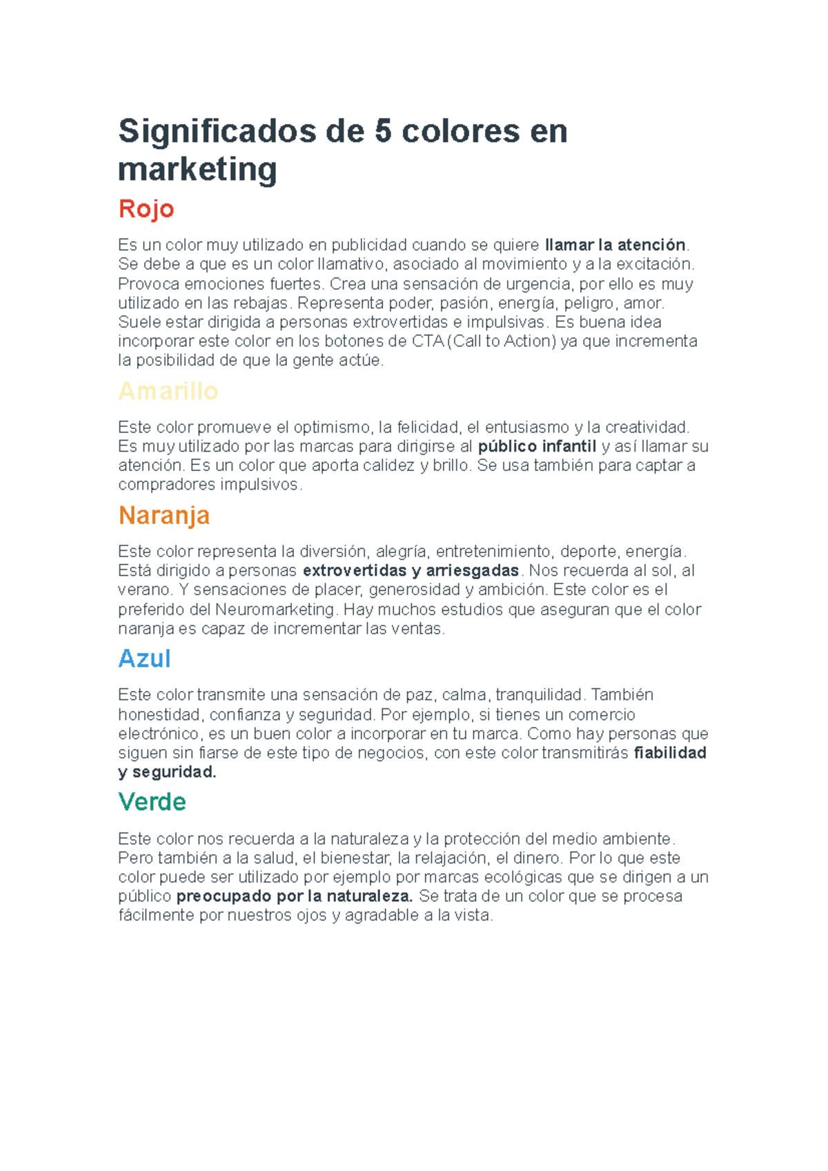 Significados de 5 colores en marketing - Significados de 5 colores en ...
