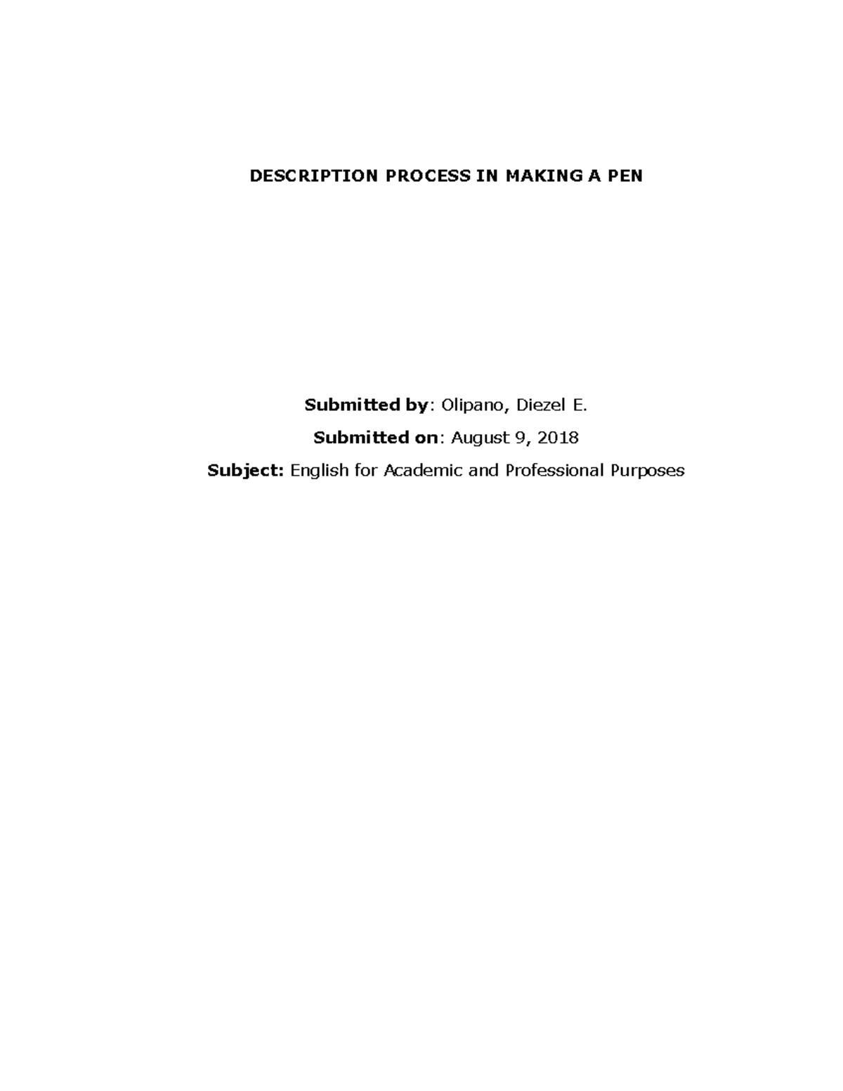 Process of description that enables to discuss the process of ...