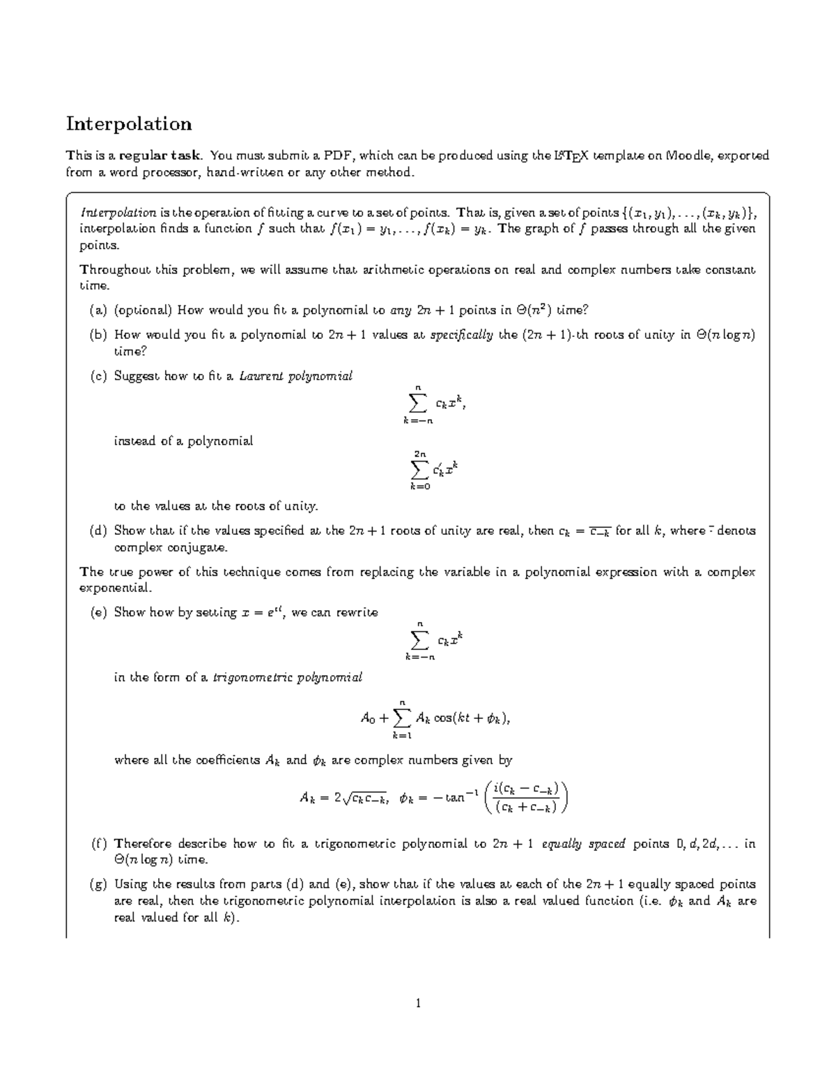 COMP3121 9101-2.25 [HD] (R) - Interpolation This is a regular task. You must submit a PDF, which ...