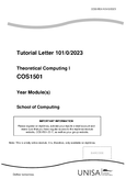 COS1501 - Unisa - Theoretical Computer Science 1 - Studocu